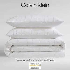 Calvin Klein Puckered Grid Solid 3 Piece Duvet Cover Set, Queen