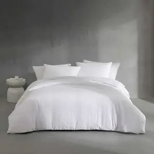 Calvin Klein Puckered Grid Solid 3 Piece Duvet Cover Set, Queen