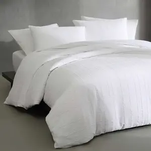 Calvin Klein Puckered Grid Solid 3 Piece Duvet Cover Set, King