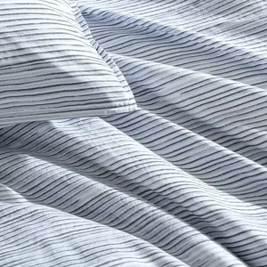 Calvin Klein Washed Percale Wavy Stripe 3 Piece Comforter Set, Queen
