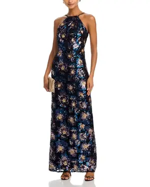 Adrianna Papell Sequinned Maxi Dress