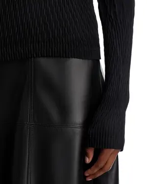 Issey Miyake Faux Suede Puff Pleats Top