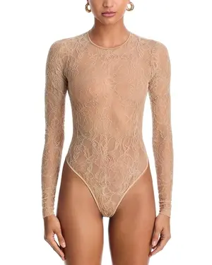 Wardrobe.NYC Lace Tank Bodysuit - Khaki