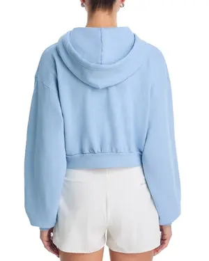 Aviator Nation Striped Crop Hoodie - Ice/ice