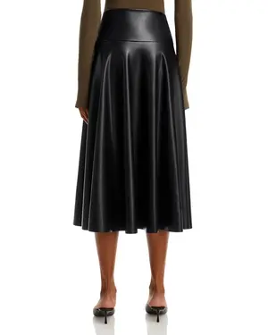 Norma Kamali Faux Leather Midi Skirt