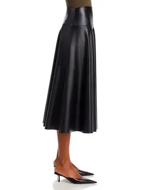 Norma Kamali Faux Leather Midi Skirt