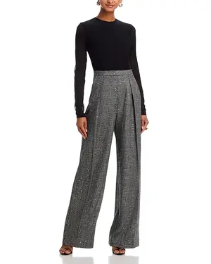 Black Halo Dante Colorblocked Jumpsuit - Metallic Plaid
