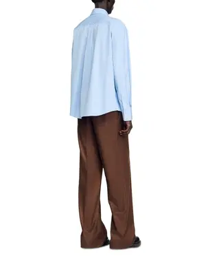 Sandro Oversized Striped Button-front Shirt - Sky Blue
