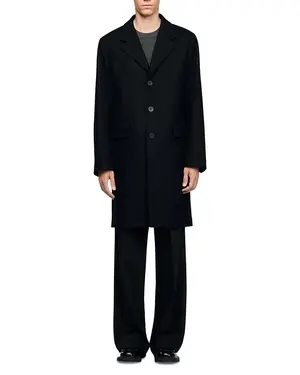 Sandro Wool Blend Coat - Black