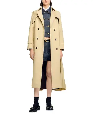 Sandro Belted Double Breasted Trench