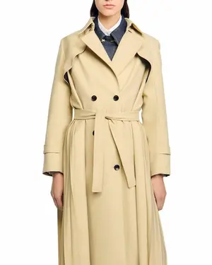 Sandro Belted Double Breasted Trench