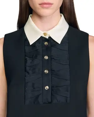 Sandro Short Dress With Contrast Collar