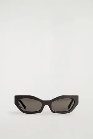 Cos Leather Cat-Eye Sunglasses Brown