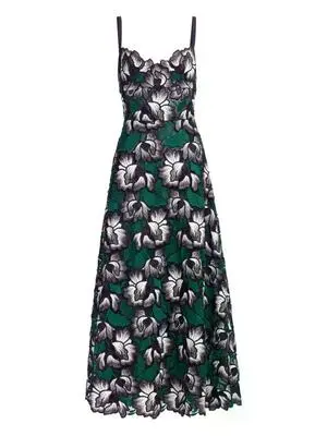 Elie Saab Macramé Floral Midi Dress