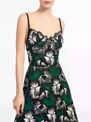 Elie Saab Macramé Floral Midi Dress