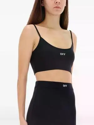 Off-White Sleek Spaghetti-strap Crop Top - Black