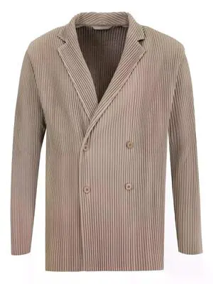 Issey Miyake Pleated Double-breasted Blazer - Brown