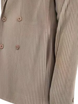Issey Miyake Pleated Double-breasted Blazer - Brown