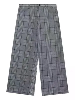 Y’s Checked Wide-leg Trousers