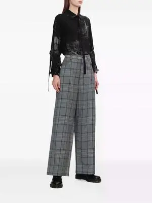 Y’s Checked Wide-leg Trousers