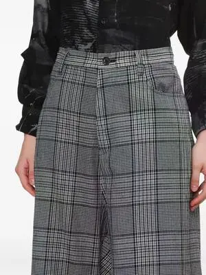 Y’s Checked Wide-leg Trousers