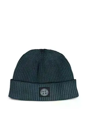 Stone Island Logo-patch Beanie - Blue