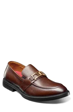 STACY ADAMS Todridge Apron Toe Bit Loafer - Brown Tumble