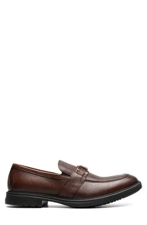 STACY ADAMS Todridge Apron Toe Bit Loafer - Brown Tumble