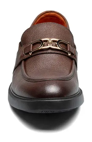 STACY ADAMS Todridge Apron Toe Bit Loafer - Brown Tumble