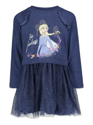 Disney Long Sleeve Tulle Dress - Queen Elsa Purple Purple