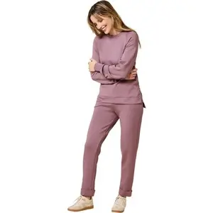 SOFTIES Athleisure Crewneck Tunic And Cropped Pant Set - Driftwood