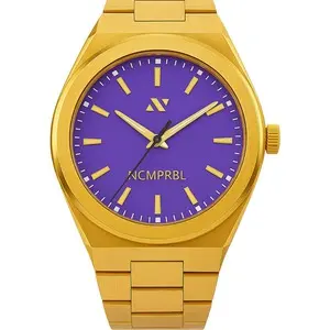 NCMPRBL Elevate Link Swiss Bracelet Watch - Yellow Gold/purple