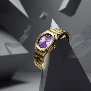 NCMPRBL Elevate Link Swiss Bracelet Watch - Yellow Gold/purple