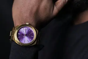 NCMPRBL Elevate Link Swiss Bracelet Watch - Yellow Gold/purple