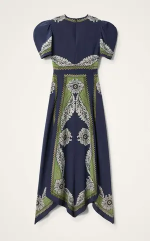 La DoubleJ Cherie Scarf Placée Silk Dress - Bounty Placée Navy