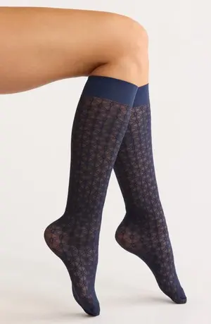 Nordstrom Sheer Jacquard Dress Socks - Navy Peacoat