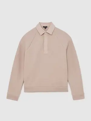 REISS Costello Cotton-blend Fleece-back Polo Shirt - Pink