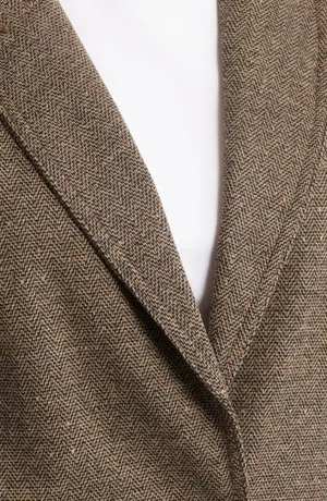Wit & Wisdom Puff Shoulder Herringbone Blazer
