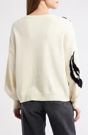 Wit & Wisdom Mixed Media Blouson Sleeve Sweater