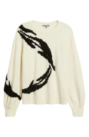 Wit & Wisdom Mixed Media Blouson Sleeve Sweater