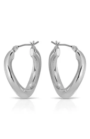 Ettika Curved Classic Hoop Earrings - Silver
