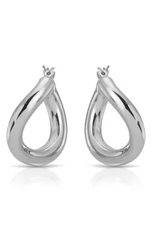 Ettika Curved Classic Hoop Earrings - Silver