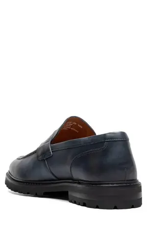 STACY ADAMS Hazleton Apron Toe Lugged Penny Loafer - Navy