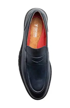 STACY ADAMS Hazleton Apron Toe Lugged Penny Loafer - Navy