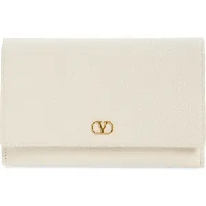 Valentino Garavani Vlogo Signature Leather Wallet On A Chain - Light Ivory