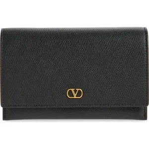 Valentino Garavani Vlogo Signature Leather Wallet On A Chain - Nero