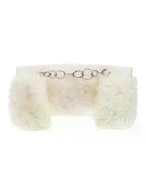 JIL SANDER Fur Trim Chain Scarf