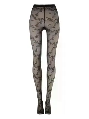 Wolford Floret Patterned Tights - Black