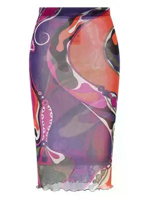 Emilio Pucci Orchidee-print Tulle Skirt - Purple