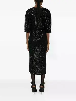 NISSA Sequin Embellished Midi Dress